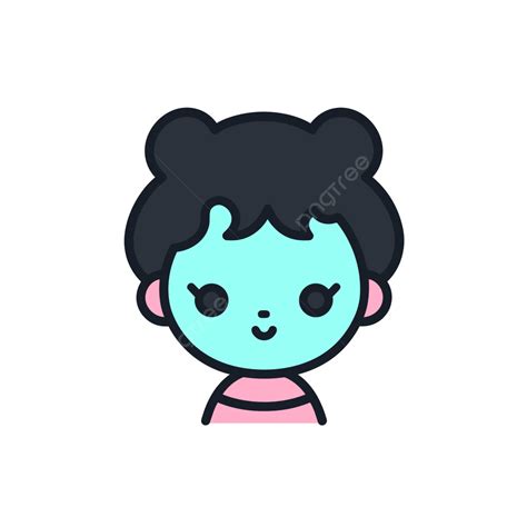 작은 파란 머리를 가진 만화 여성 캐릭터 벡터 흰색 바탕에 검은색 Lol 인형을 묘사한 직계 아이콘 Flaticon 및 드리블에 의한 벡터 일러스트 비핸스 Hd Png