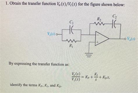 Solved 1 Obtain The Transfer Function Vo S Vi S For The Chegg