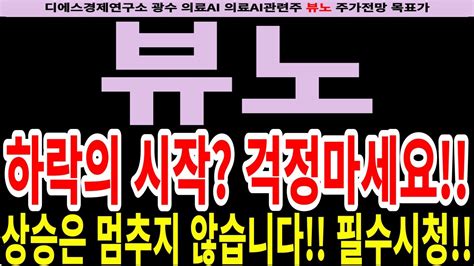 뷰노 뷰노주가전망 하락의 시작 걱정마세요 상승은 멈추지 않습니다 필수시청디에스경제연구소 광수 뷰노전망 뷰노