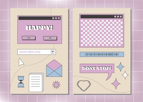 Retro Browser Computer Window In 90s Vaporwave Style With Smile Face Hipster Stickers Retrowave