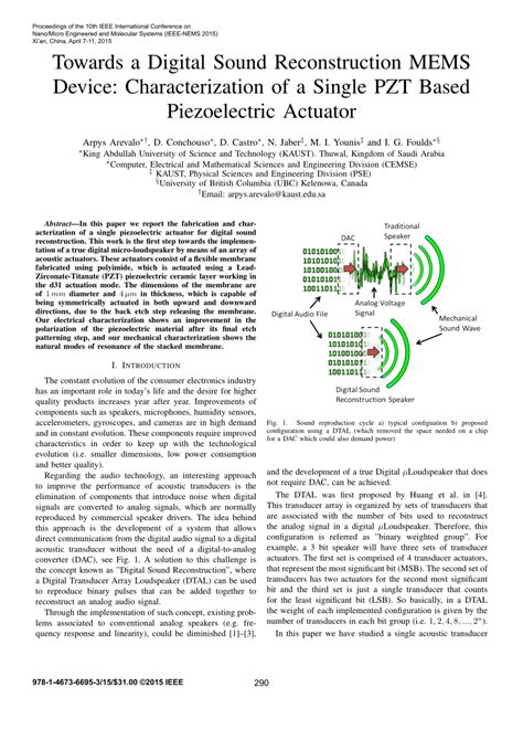 Pdf Towards A Digital Sound Reconstruction Mems Device Characterization Of A Single Pzt Based
