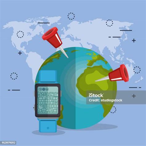 Smartwatch Gps 네비게이션 애플 리 케이 션 거리에 대한 스톡 벡터 아트 및 기타 이미지 거리 거리가 먼