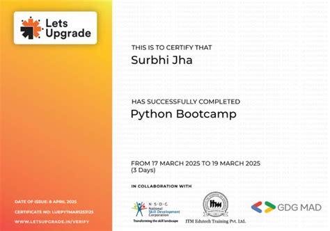 Python Bootcampcompleted Lifelonglearning Techjourney Coding Surbhi Jha