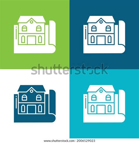 Blueprint Flat Four Color Minimal Icon Stock Vector Royalty Free 2006529023 Shutterstock