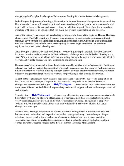Dissertation Topics For Human Resource Management Pdf Human Resource Management Thesis