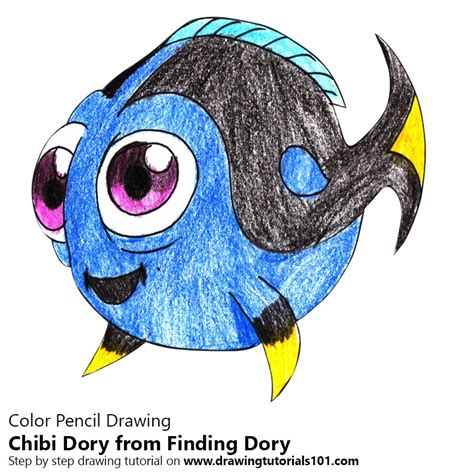 How To Draw Chibi Dory From Finding Dory Chibi Characters Step By Step DrawingTutorials101 Com