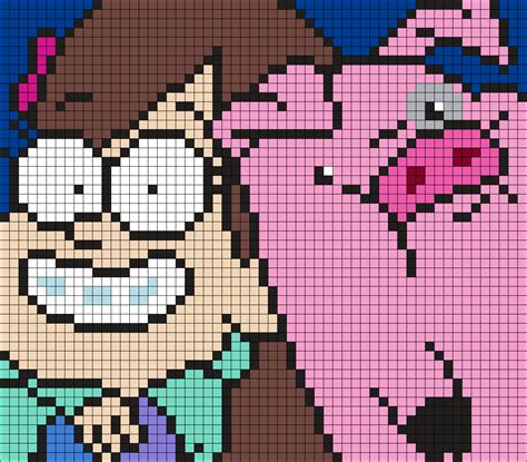Mabel And Waddles From Gravity Falls Perler Bead Pattern Bead Sprites Characters Fuse Bead