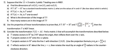 7 Suppose That The 138 Matrix A Yields 7 Leading Chegg Com