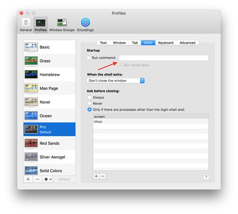 bash interaction between profiles of terminal app and environment