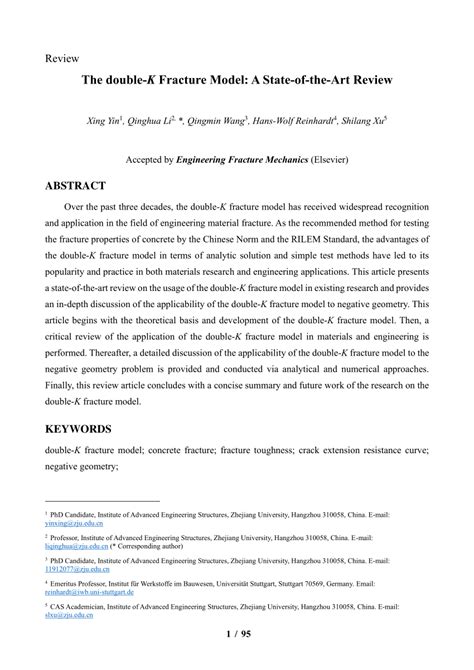 Pdf The Double K Fracture Model A State Of The Art Review