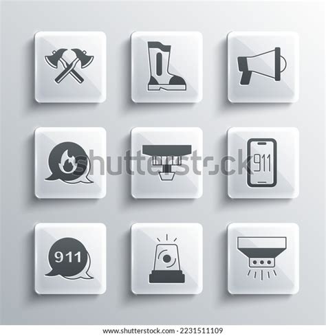 set flasher siren fire sprinkler system stock vector royalty free