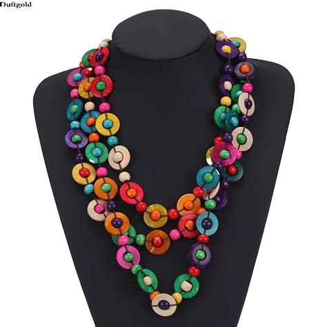 Buy Bohemian Colorful Coconut Pendant Necklace For