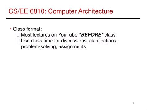 Ppt Csee 6810 Computer Architecture Powerpoint Presentation Free