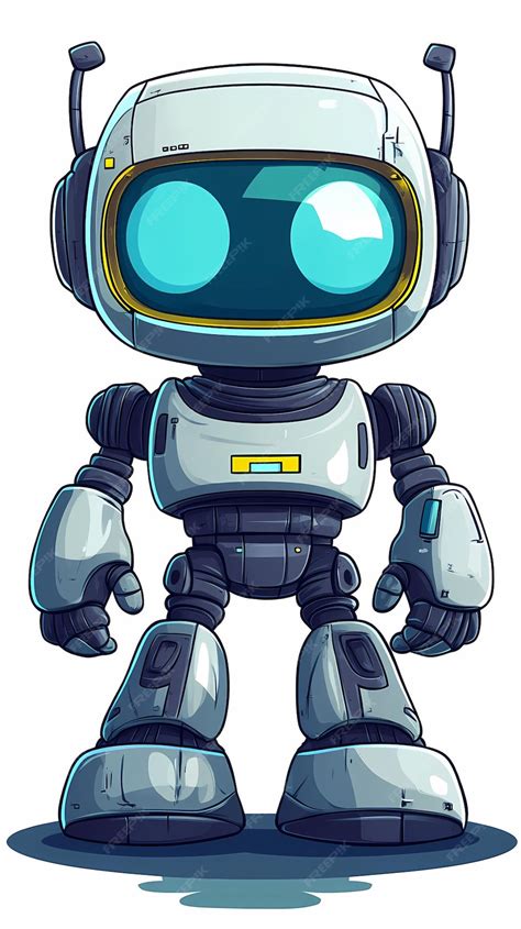 A Cartoon Robot With A Large Head And Friendly Appearance Designed For