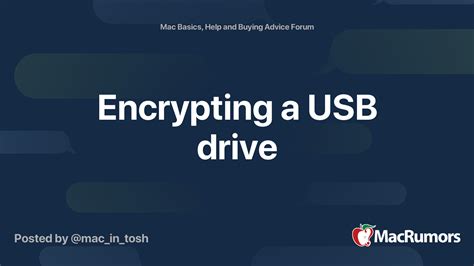 Encrypting A Usb Drive Macrumors Forums