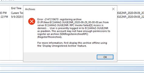 Error While Registering Pi Archive