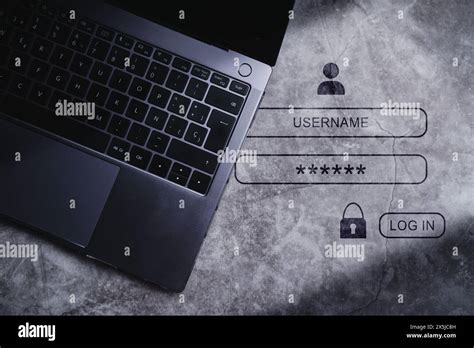 Desktop View With Cyber Security Password Login Online On Laptop Data