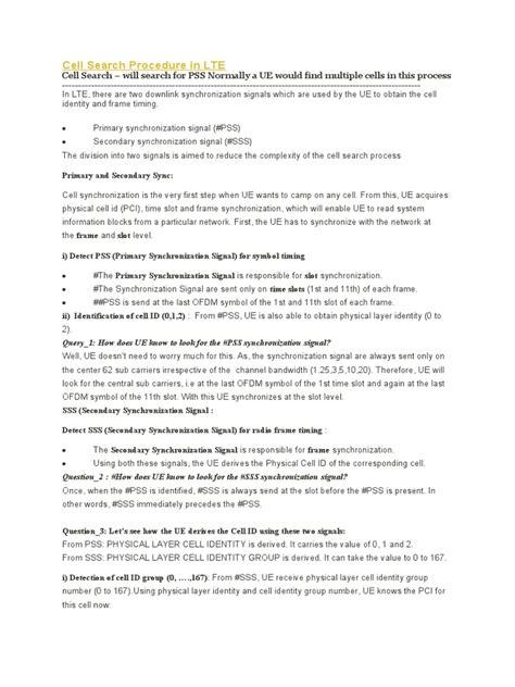 Cell Search Procedure In Lte Pdf Orthogonal Frequency Division