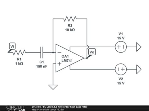 Ec Lab 82a First Order High Pass Filter Circuitlab