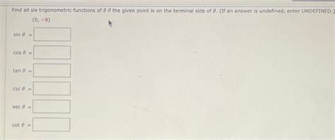 Solved Find All Six Trigonometric Functions Of Theta