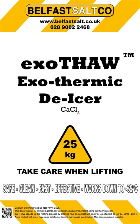 Exothaw 25kg Non Salt Exothermic De Icer Calcium Chloride Formulation