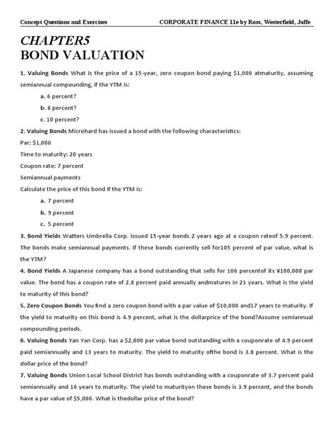 Chapter 5 Exercises Pdf Bonds Finance Yield Finance