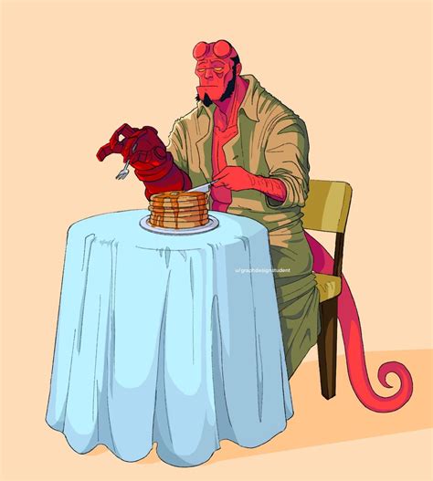 Hellboy Big Guy Enjoying Some Pancakes Rdigitalart