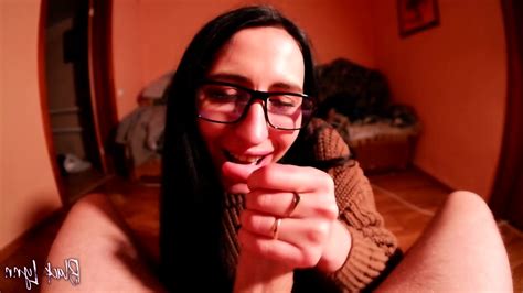 Nerdy Girl In Glasses Sucks Cock In POV Black Lynn