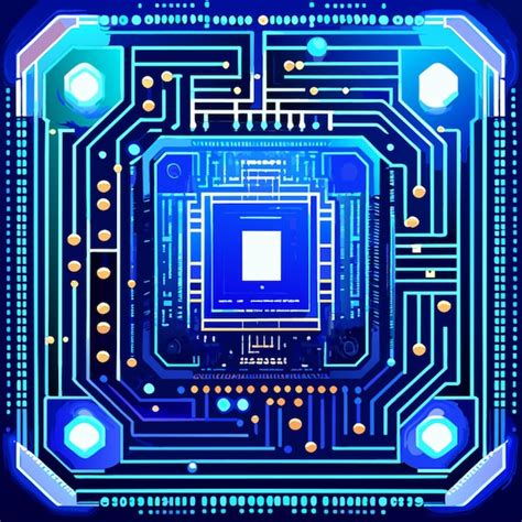 파란색 이진 회로판 디지털파란색 배경 사각형 Qr 바 ⁇ 터 그림 프리미엄 벡터