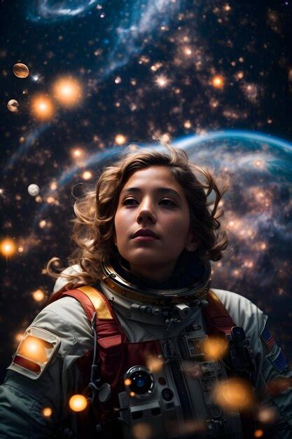 Premium AI Image A Woman Astronaut In A Space Suit Wearing A Helmet