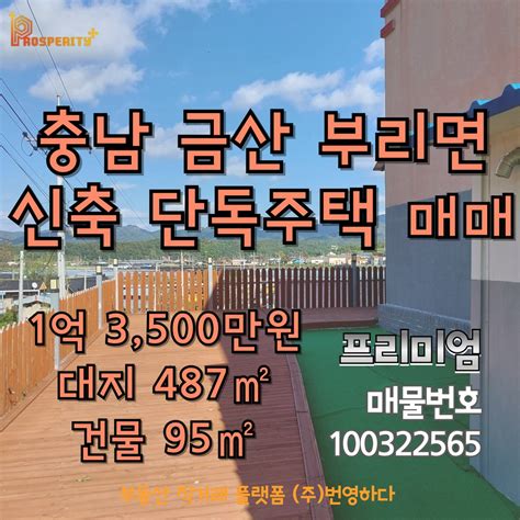 프리미엄 충남 금산군 부리면 평촌리 금강주변마을 신축 단독주택 매매 매물번호 100322565 안녕하세요 부동산
