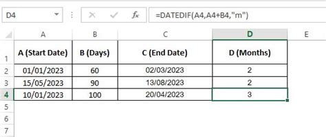 how to convert days to months in excel datedif function