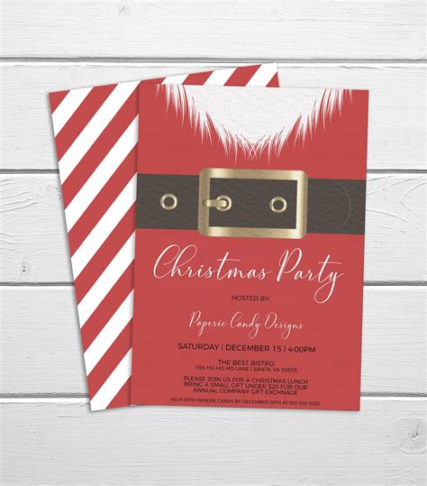 Editable Christmas Party Invitation Winter Holiday Invite Secret San