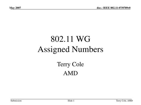 Ppt 80211 Wg Assigned Numbers Powerpoint Presentation Free Download Id710934