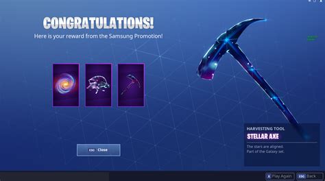 Fortnite Galaxy Pickaxe Glider En Back Bling Nu In Game