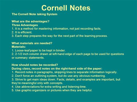 cornell notes powerpoint template