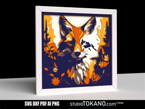 3d Layer Svg For Cricut Multilayer Woodland Fox Shadow Box Standard Size Cardstock Layered