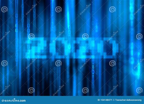 数字2020年与下降的随机号 蓝色矩阵背景 十进制数and X28小河；新年快乐2020年概念 库存图片 图片 包括有 控制 编码