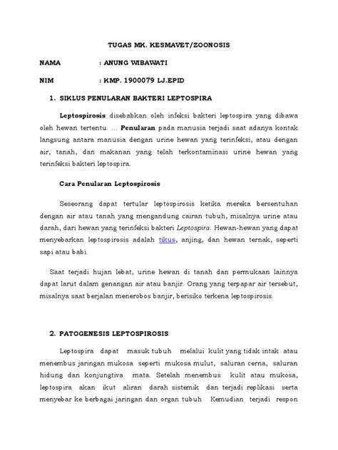 Siklus Patogenesis Pemeriks Lab Leptospira Pdf
