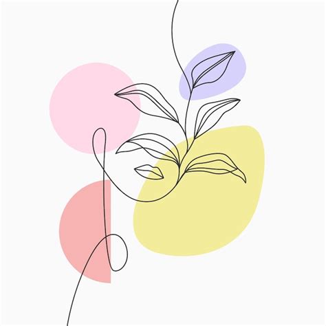 Rosto De Mulher Com Flor Elegante Estilo De Linha De Arte De Uma Linha