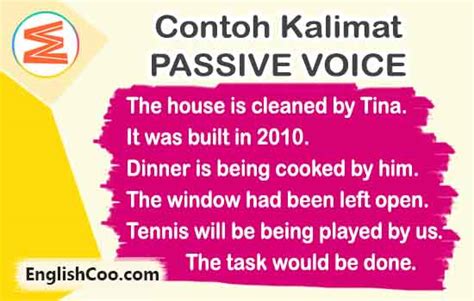 Contoh Passive Voice Dalam 16 Tenses Bahasa Inggris EnglishCoo
