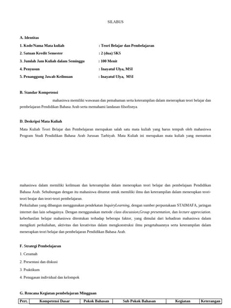 Sap Teori Belajar Dan Pembelajaran Pdf