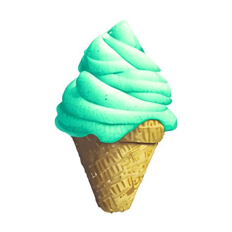Vintage Green Ice Cream Cone Drawing · Creative Fabrica