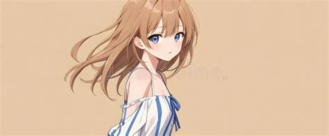 Young Model With Blue Eyes Wearing A Sensual Summer Blouse Anime Manga