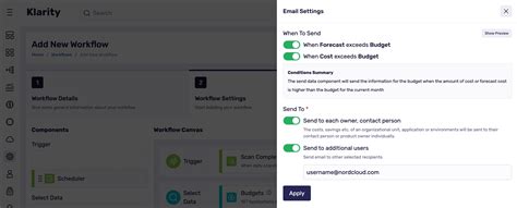 Budget Notifications Klarity User Guide