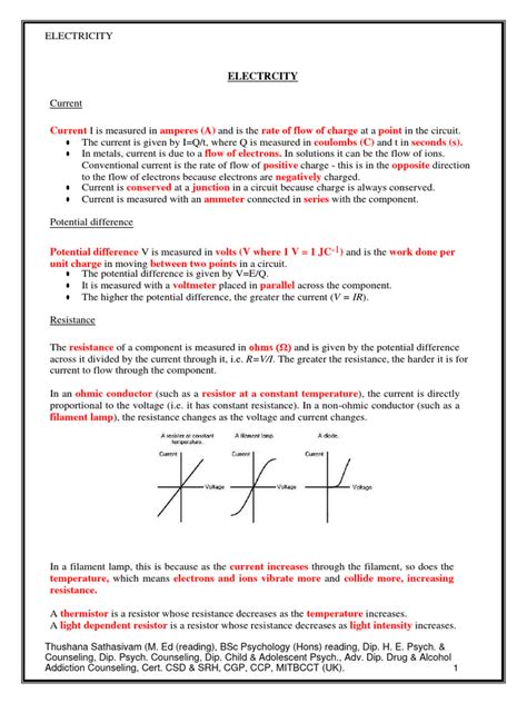 Electrcity Notes Pdf Voltage Electrical Resistance And Conductance