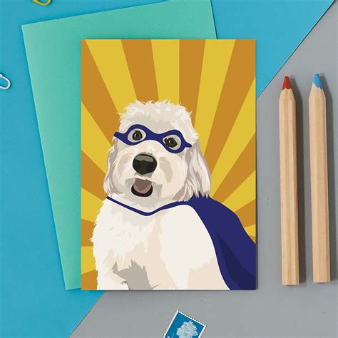 Superhero White Cockapoo Dog Greeting Card Free Uk Delivery