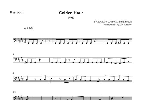 Golden Hour Arr C B Harrison Sheet Music Jvke Bassoon Solo