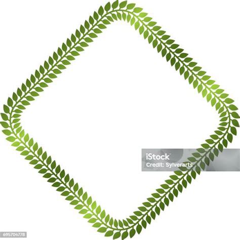 빈티지 마름모 프레임 자연 장식 녹색 봄 잎 생태 스타일으로 만들었습니다 팔의 문장 학 외 투 절연 장식적인 상징 벡터 일러스트 친환경 0명에 대한 스톡 벡터 아트 및 기타