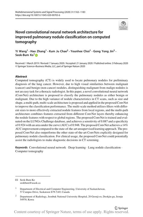 novel convolutional neural network architecture for improved pulmonary